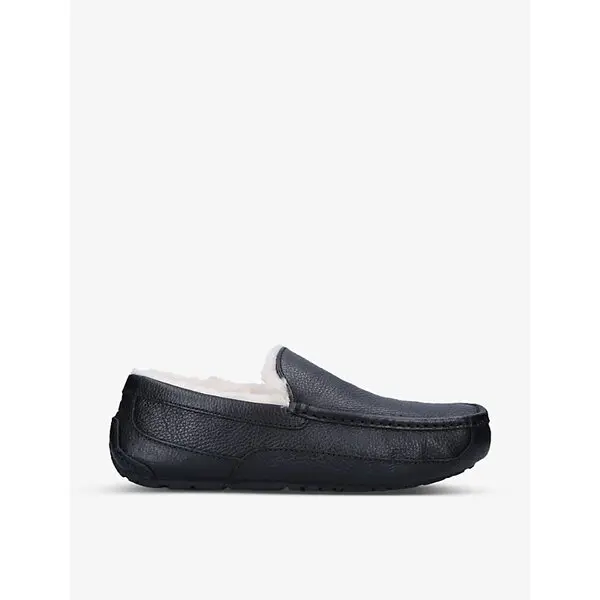 UGG Ascot Shearling-lined Leather Slippers - Black