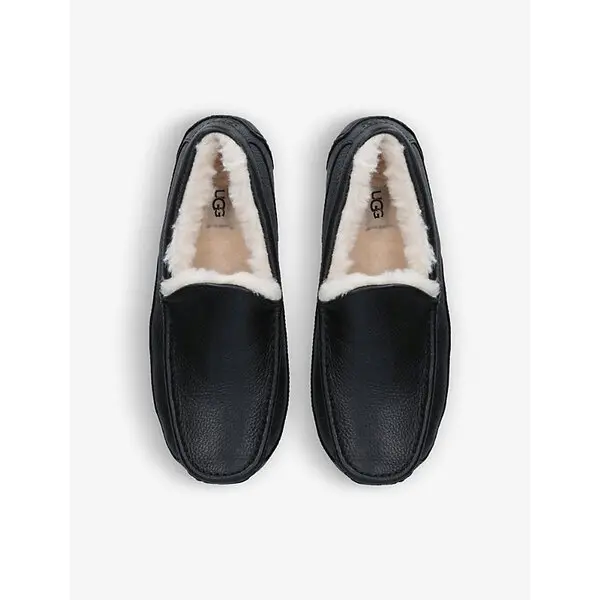 UGG Ascot Shearling-lined Leather Slippers - Black