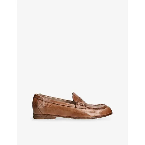 Officine Creative Badge Leather Loafers - Tan