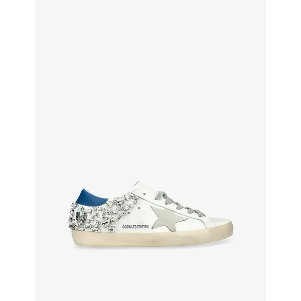 GOLDEN GOOSE Super Star Crystal-embellished Leather Low-top Trainers