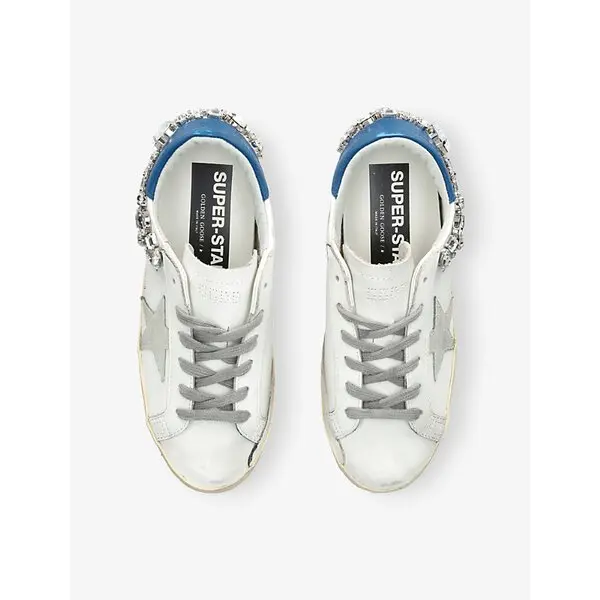 GOLDEN GOOSE Super Star Crystal-embellished Leather Low-top Trainers