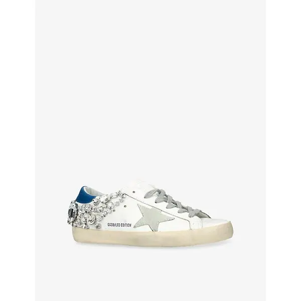GOLDEN GOOSE Super Star Crystal-embellished Leather Low-top Trainers