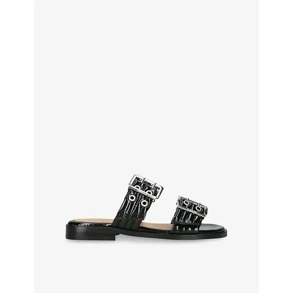 GANNI Buckled Two-strap Vegan Leather Sandals