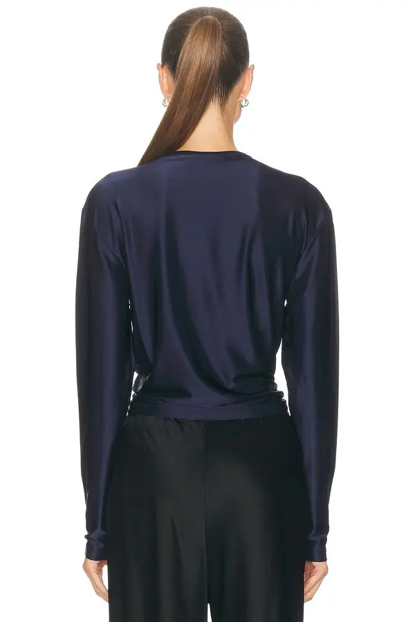 Rabanne Draped Long Sleeve Top - Deep Navy