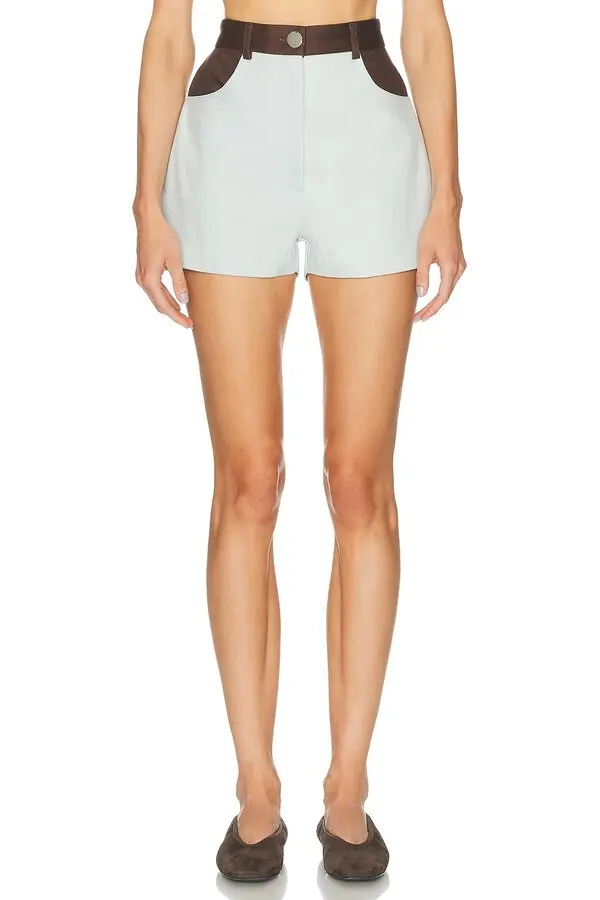 Matthew Bruch High Waist Combo Hot Short - Light Denim
