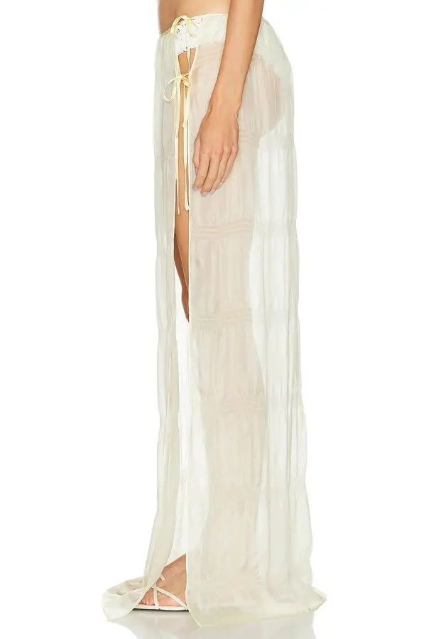 Kiki De Montparnasse Smocked Silk Maxi Skirt