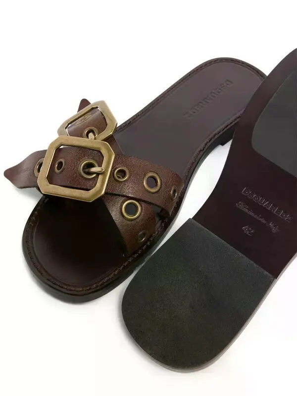 Dsquared2 Flat Sandals With Buckle And Eyelet Details