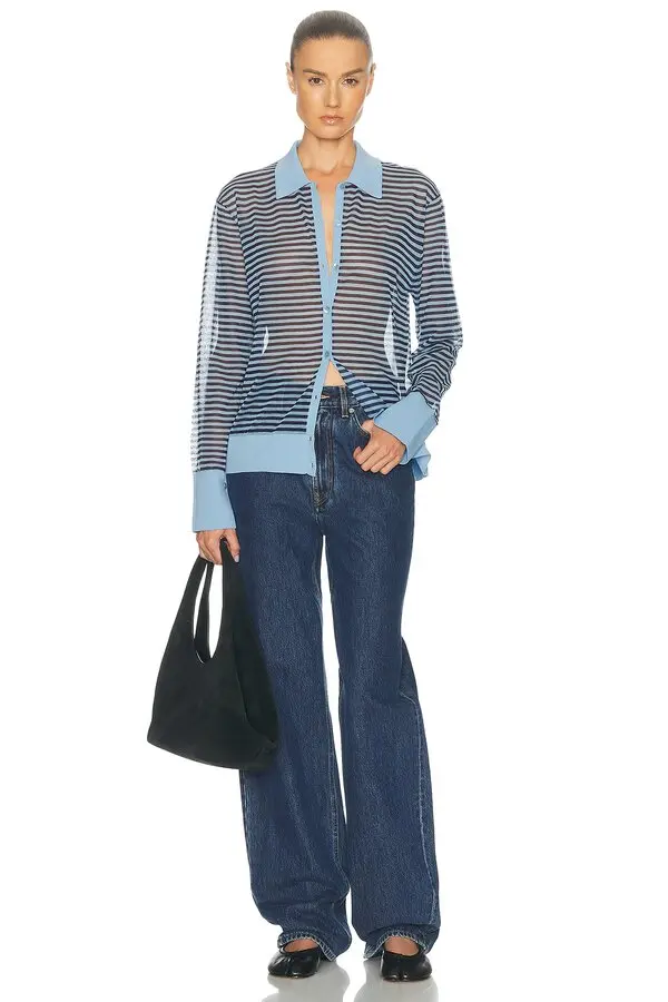 FRAME The Collared Cardigan - Powder Blue Multi