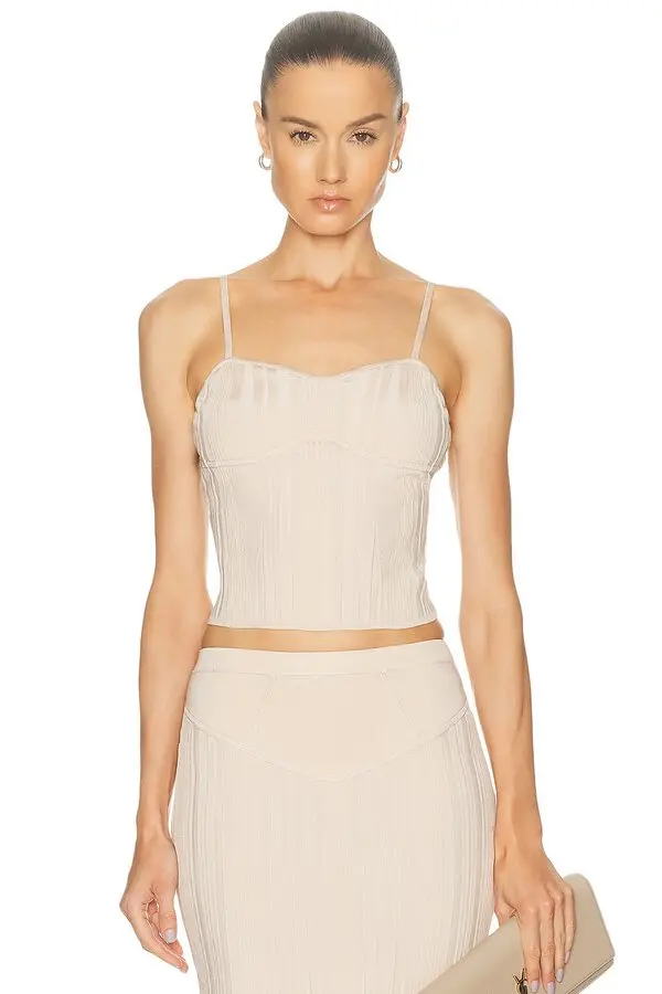 FLEUR DU MAL Rib Darted Cami Top - Tahini