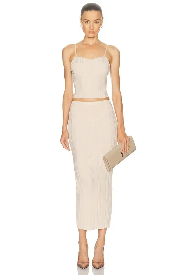 FLEUR DU MAL Rib Darted Cami Top - Tahini