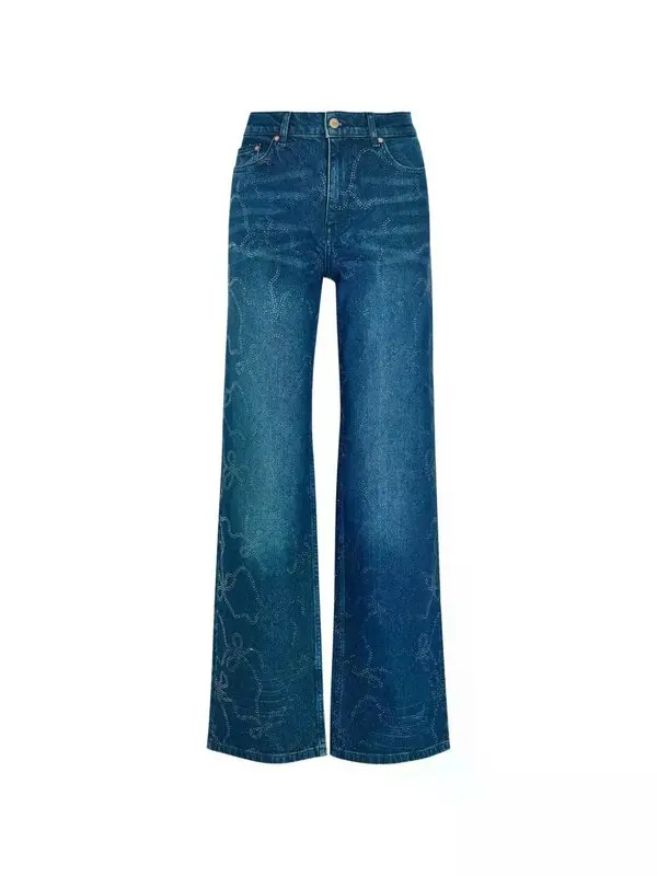LoveShackFancy Dessa Embellished Jeans - Blue