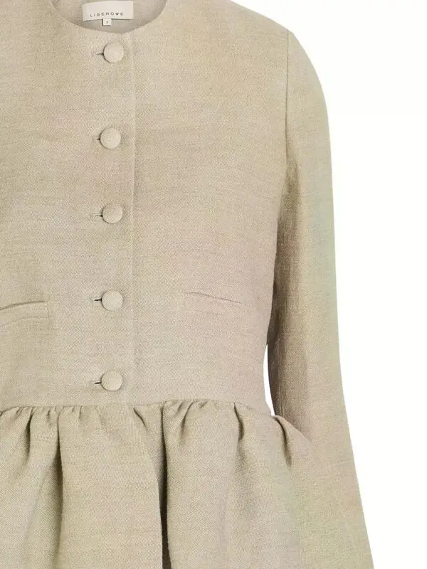 LIBEROWE Buttoned Ruffled-hem Jacket - Neutrals