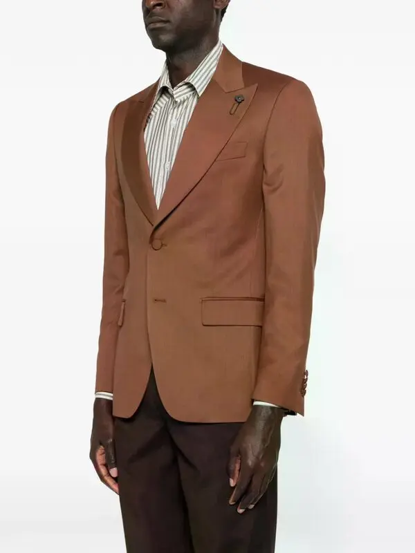 LARDINI Flower-pin Blazer - Brown