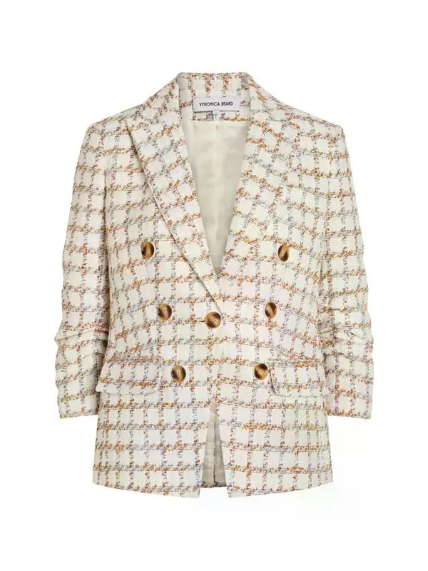 Veronica Beard Checked Double-breasted Tweed Jacket