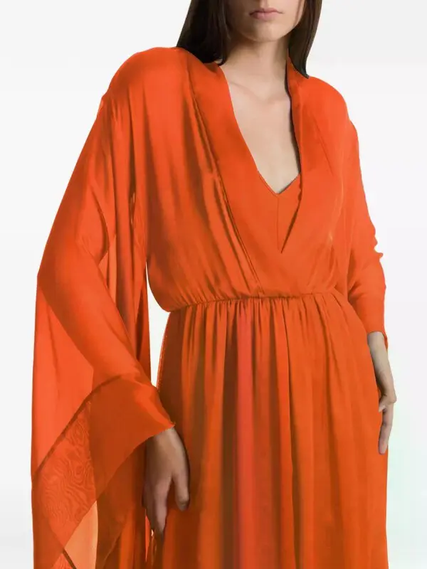 Alberta Ferretti Long-sleeve Maxi Dress - Orange