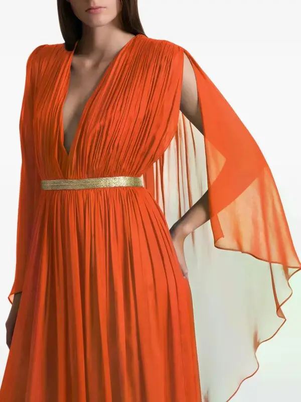 Alberta Ferretti V-neck Belted Maxi Dress