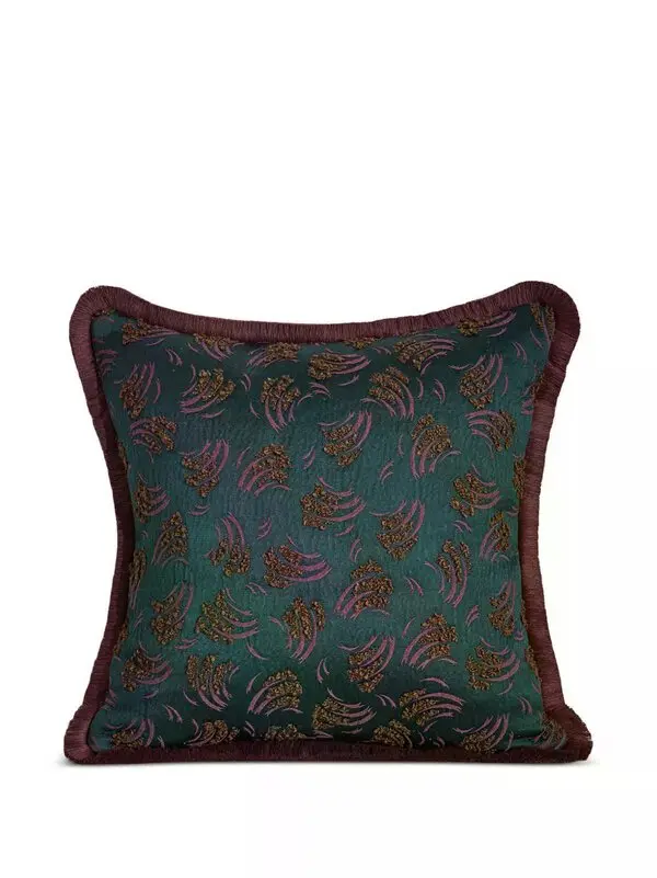 SOHO HOME Jago Fringed Square Cushion - Green