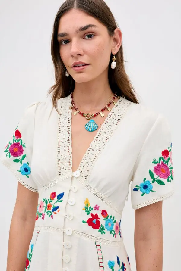 Rixo Novara Embroidered Dress