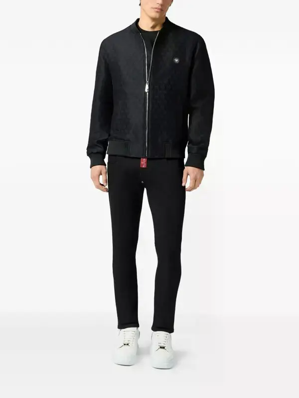 Philipp Plein Jacquard Monogram Bomber Jacket - Black