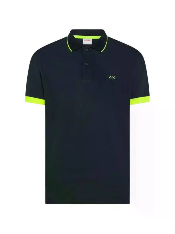 SUN 68 Piping-detail Short-sleeve Polo Shirt - Blue
