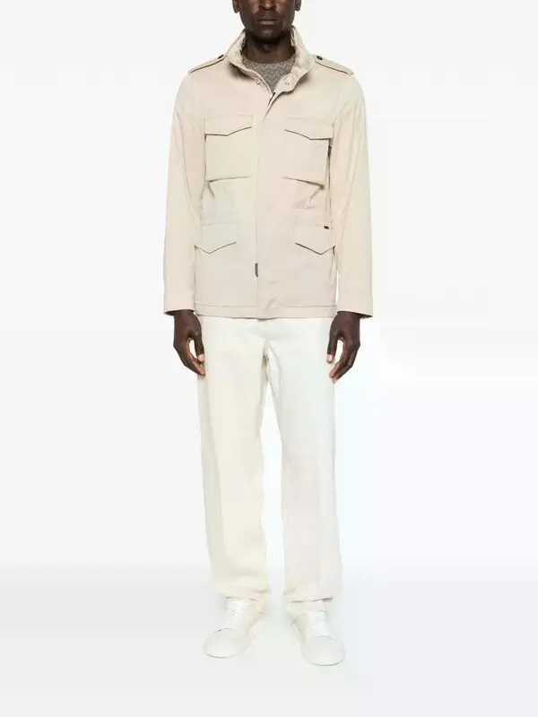 MOORER Denver Buttoned Pocketed Jacket - Neutrals