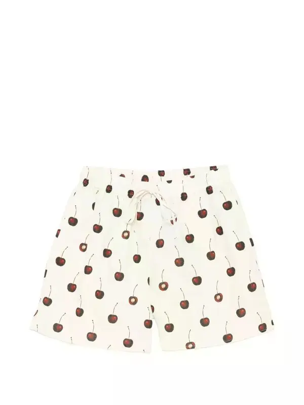 Stine Goya Cherry-print Drawstring Shorts - Neutrals
