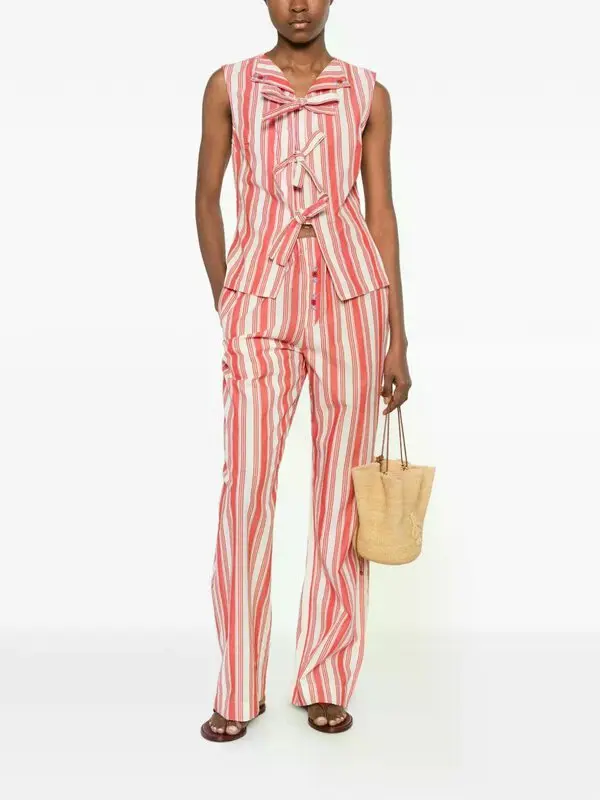 Stine Goya Striped Tie-front Sleeveless Top - Red