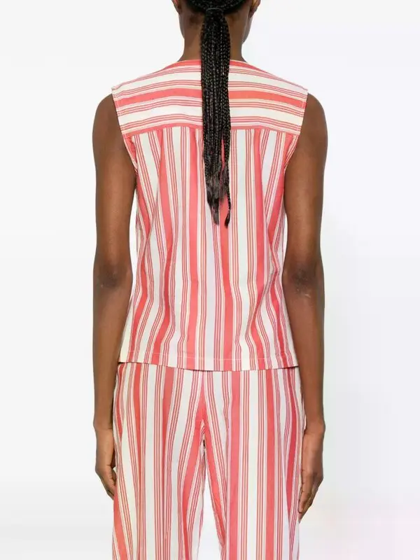 Stine Goya Striped Tie-front Sleeveless Top - Red