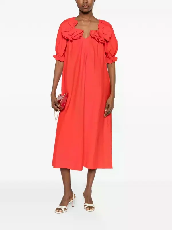 Stine Goya Ruffled Midi Dress - Red