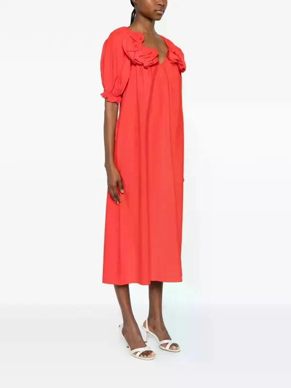 Stine Goya Ruffled Midi Dress - Red