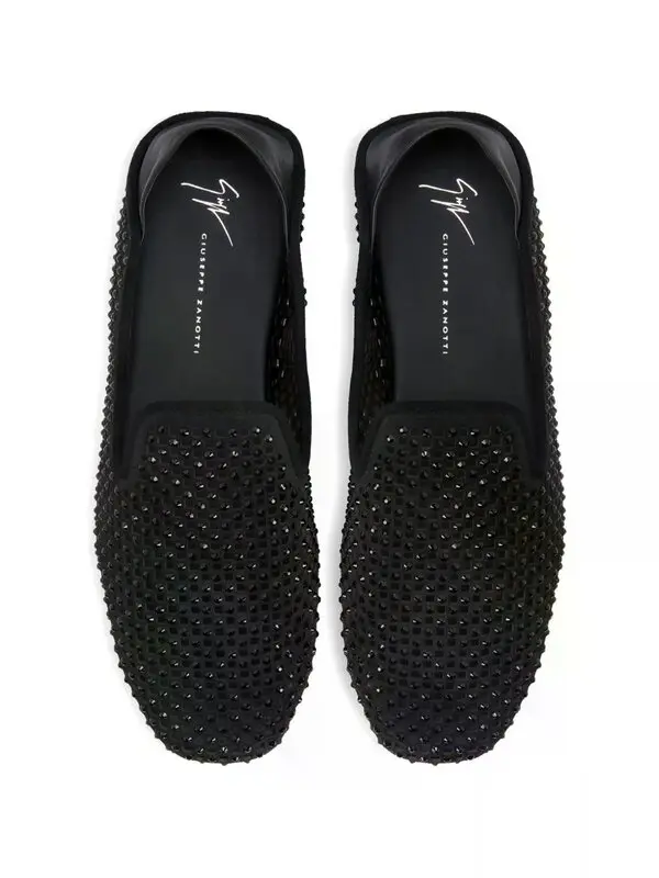 GIUSEPPE ZANOTTI Perforated Rhinestone Loafers