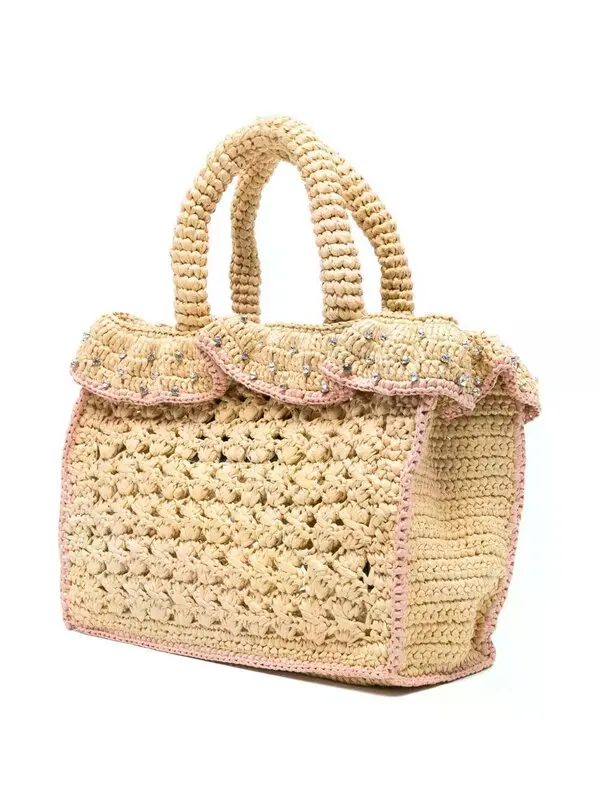 Kurt Geiger Embellished Ruffled Tote - Neutrals