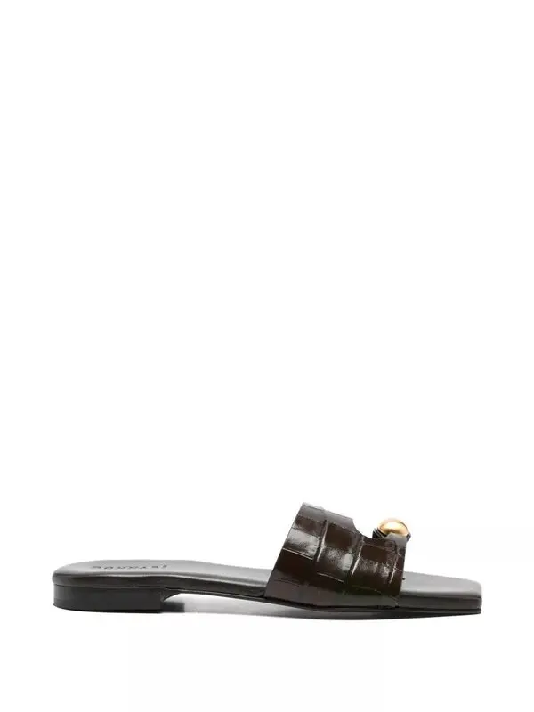 DONNARÌ Croc-effect Flat Sandals