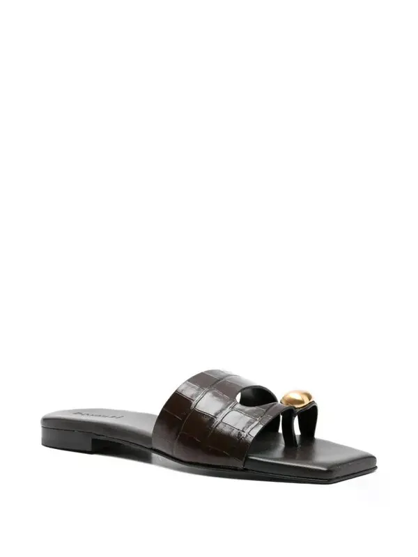 DONNARÌ Croc-effect Flat Sandals
