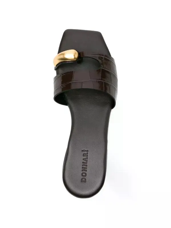 DONNARÌ Croc-effect Flat Sandals
