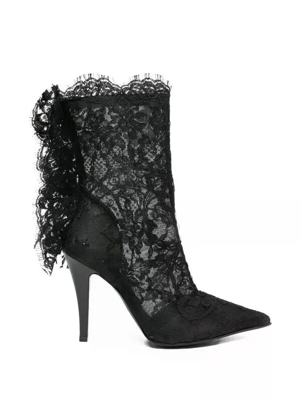 Alexander McQueen Heron Lace-trimmed Stiletto Boots