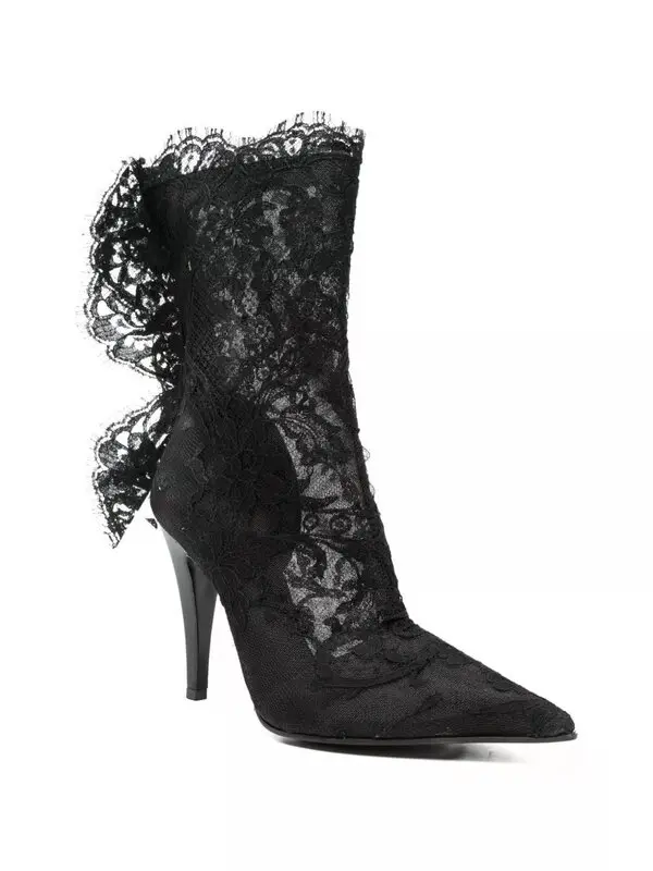 Alexander McQueen Heron Lace-trimmed Stiletto Boots