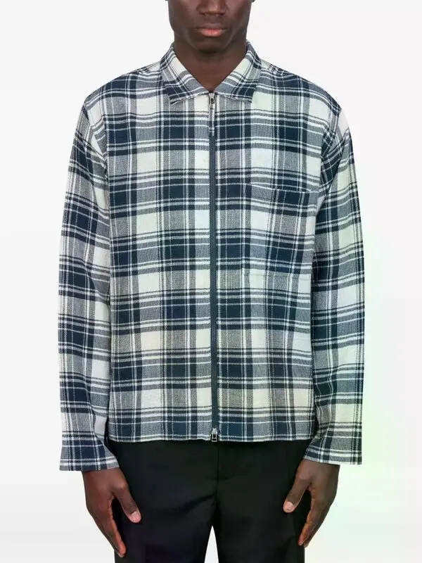 Universal Works Zipped Plaid Shirt - Blue