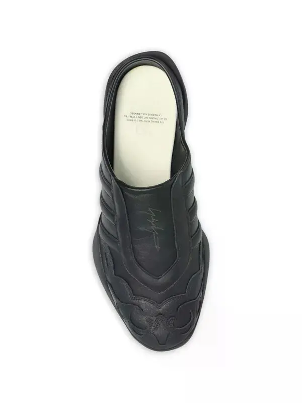 Y3 Regu Embroidered Leather Mules - Black