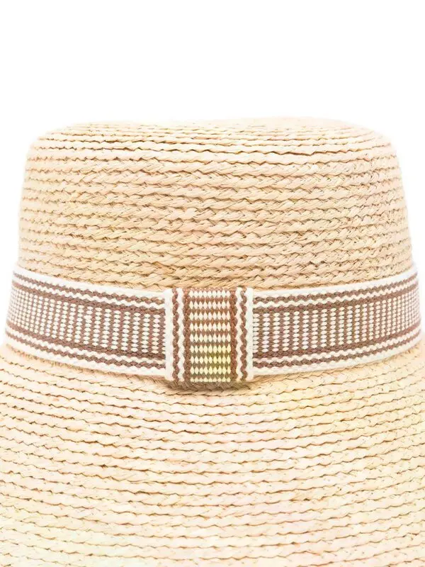 Miu Miu Raffia Sun Hat With Ribbon Detail - Neutrals