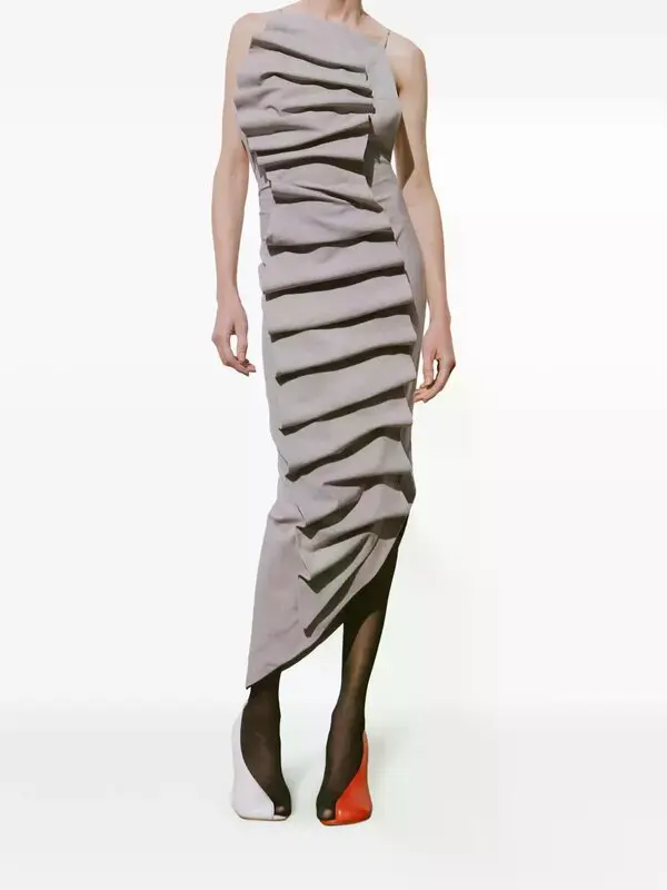 A.W.A.K.E. Mode Draped-detail Asymmetric Midi Dress