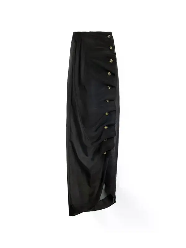 A.W.A.K.E. Mode Button-embellished Midi Skirt