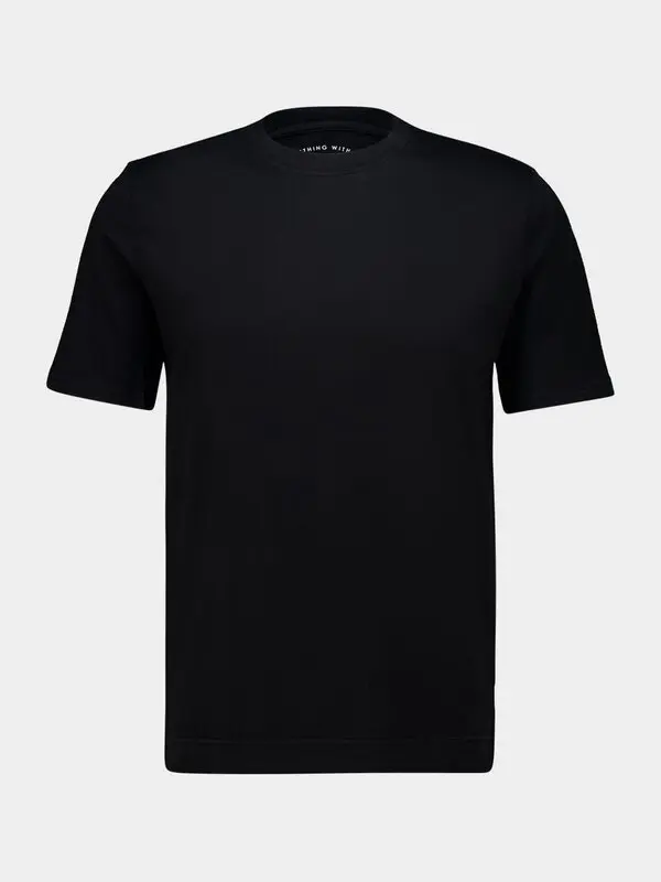 Fedeli Knitted Cotton T-shirt - Black