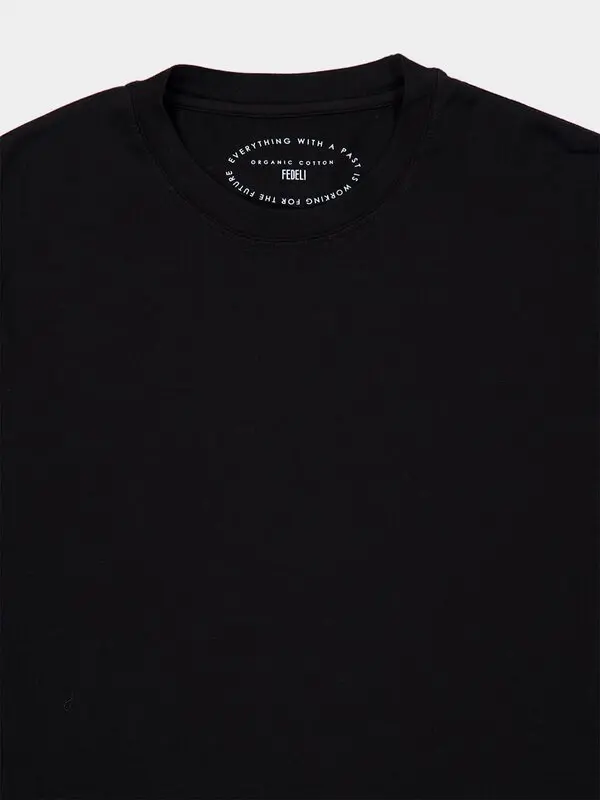 Fedeli Knitted Cotton T-shirt - Black