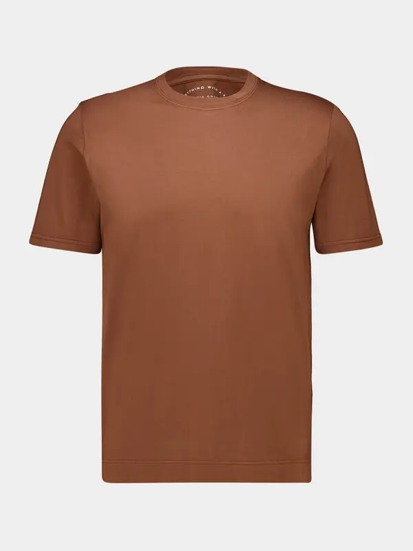 Fedeli Sienna Knitted Cotton T-shirt - Brown
