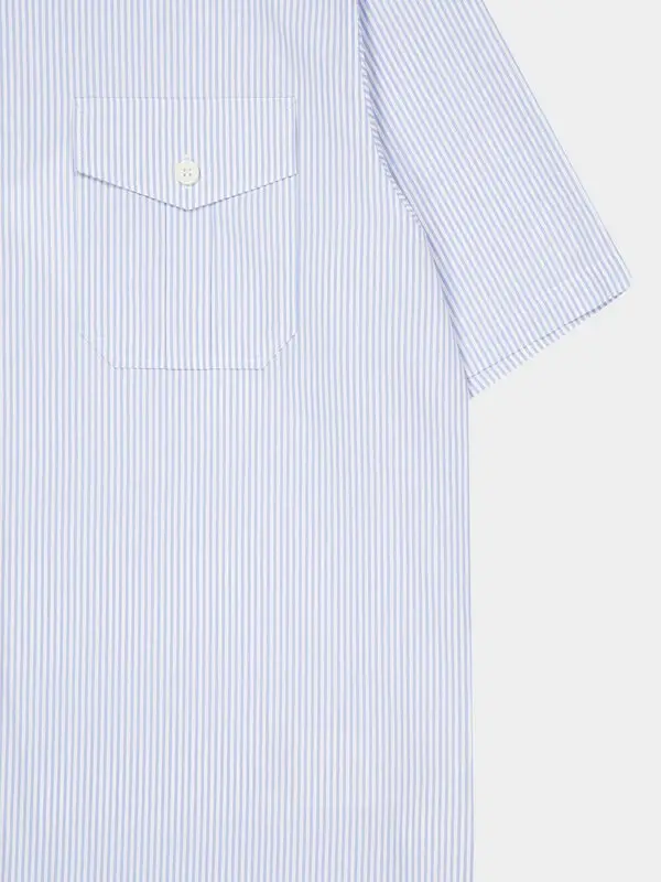 MAISON MARGIELA Light Striped Cotton Short Sleeve Shirt - Blue