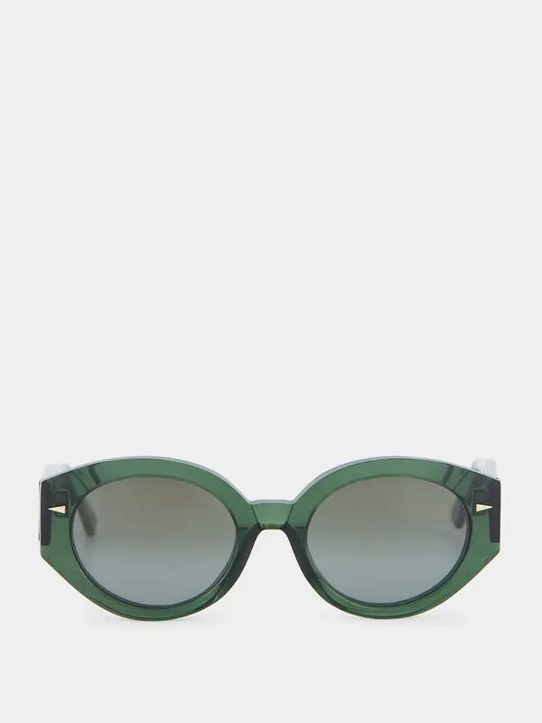 AHLEM Art Deco Round Sunglasses - Green