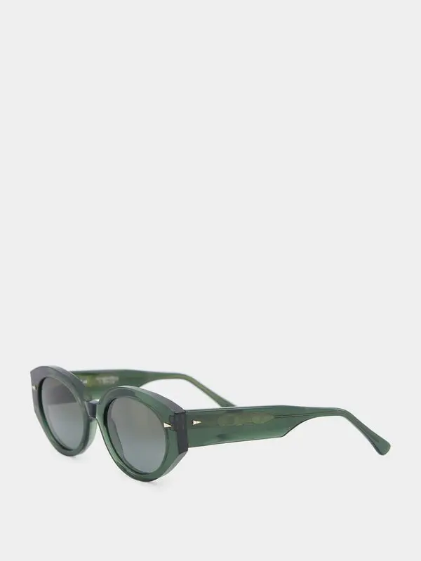 AHLEM Art Deco Round Sunglasses - Green