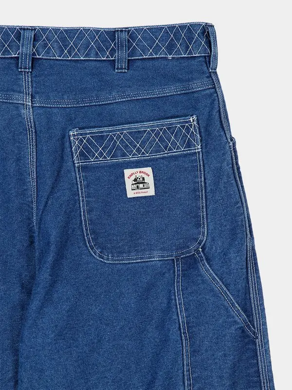 BODE Indigo Embroidered Denim Knolly Brook Trousers - Blue