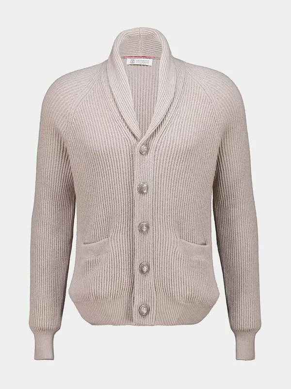 Brunello Cucinelli Cotton Rib Knit Cardigan - Beige